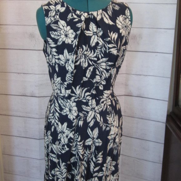 AB Studio | Dresses | Ab Studio Blue And Ivory Floral Dress | Poshmark